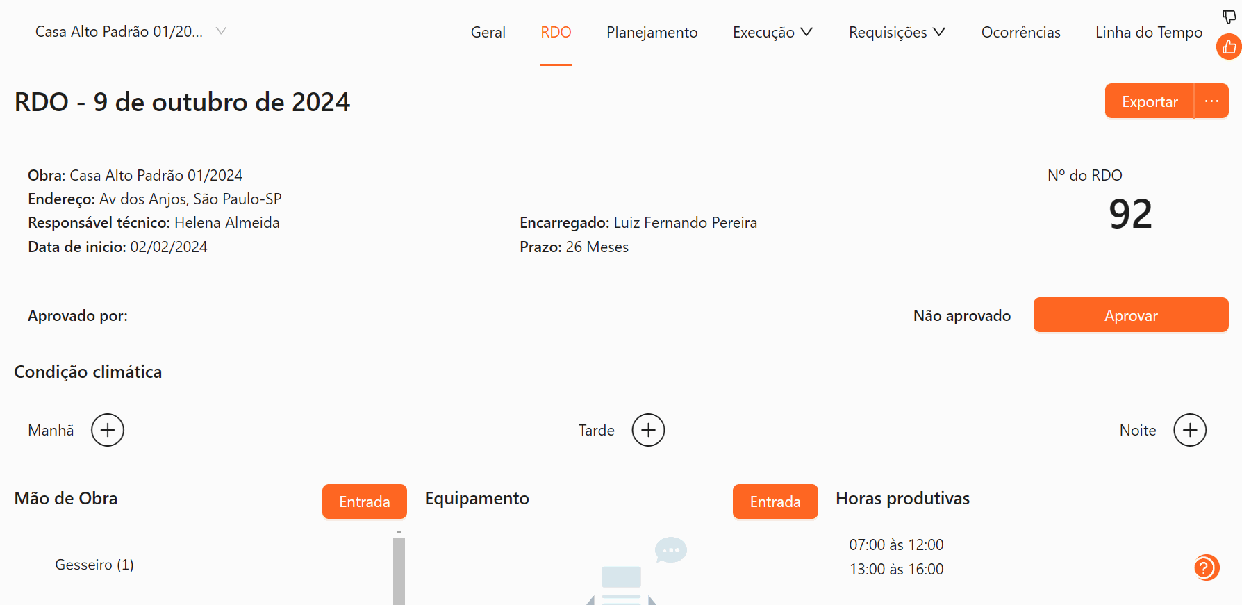 Como aprovar e exportar um RDO