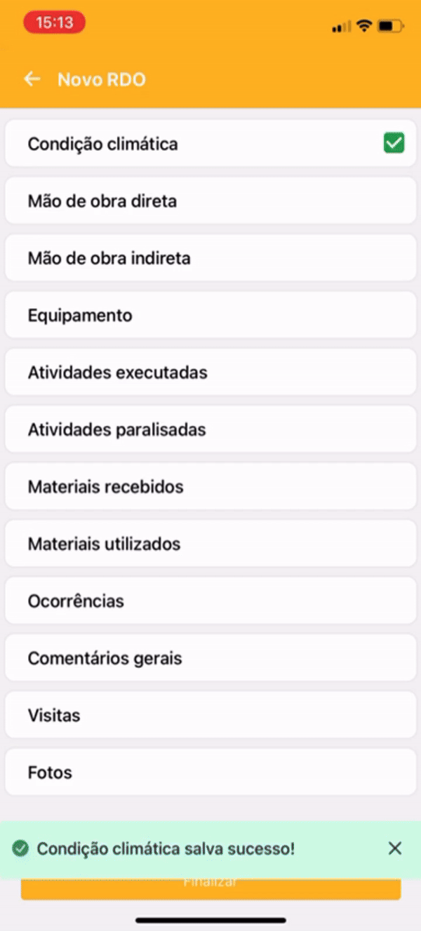 Crie o RDO diretamente do seu celular