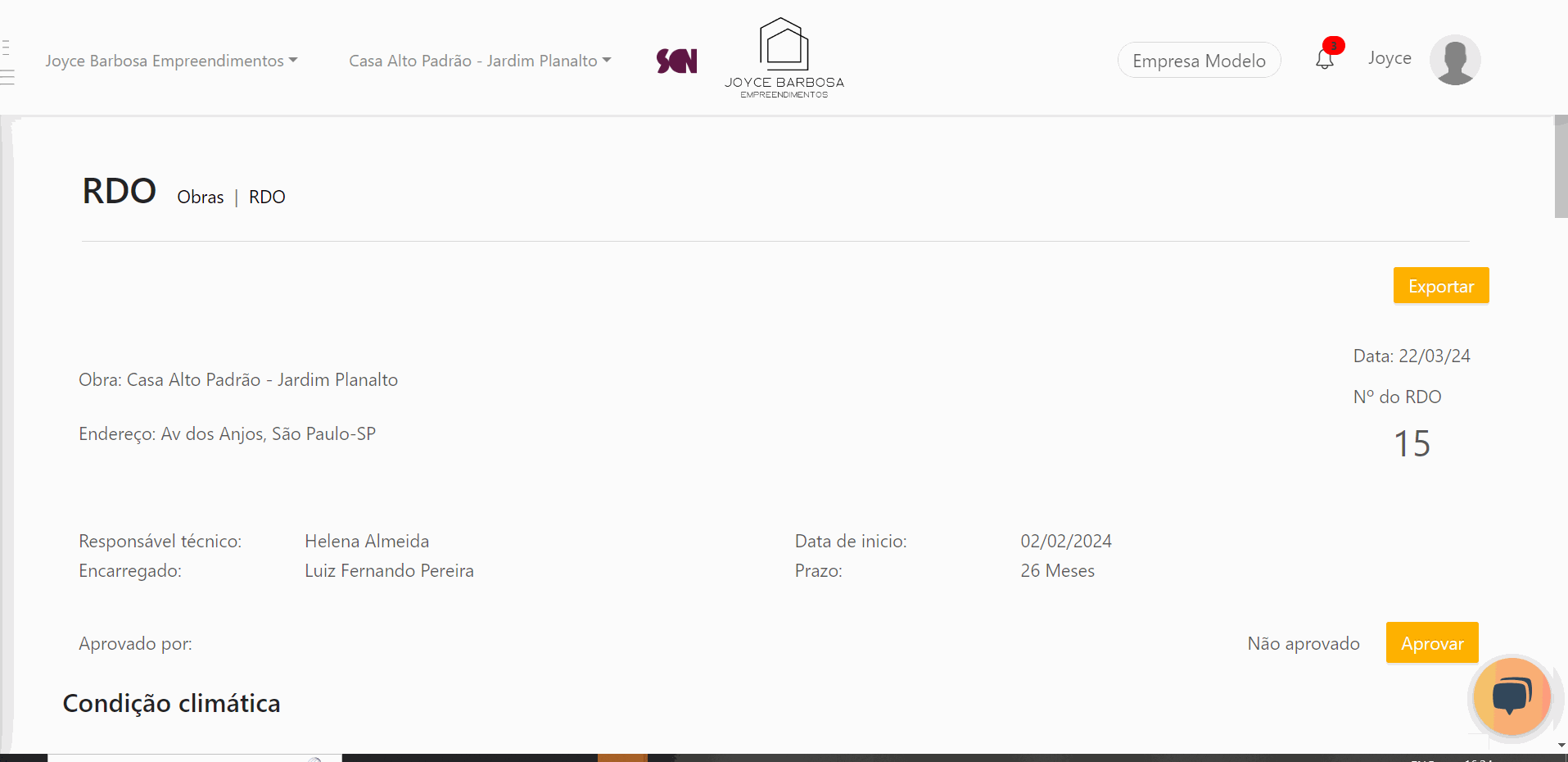 Como criar o RDO (diário de obras)